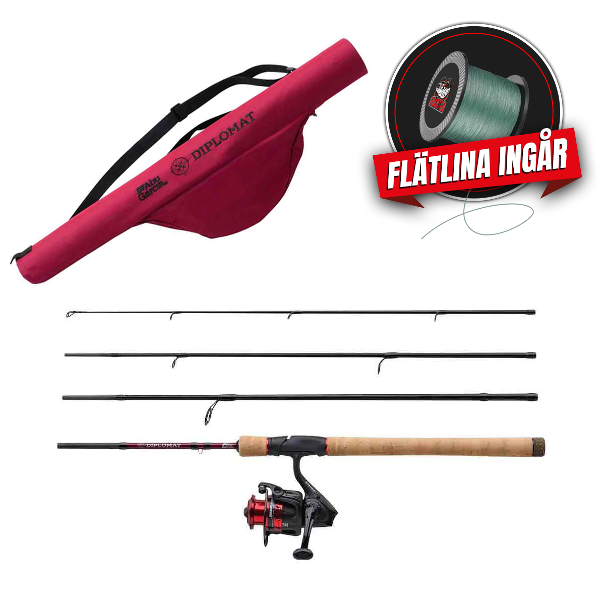 Abu Garcia Diplomat V2 Travel Haspelset 7" 5-21g ML, 4-del (inkl påspo ...